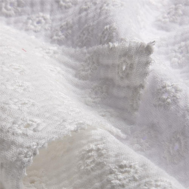 ANNA COTTON CREPE ~ White Double‑Gauze Eyelet – AppleOak FibreWorks